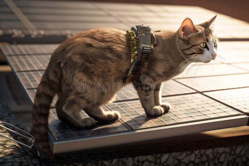 Cat Lies on Solar Panel, an Alternative Source. Clean Technologies of ...