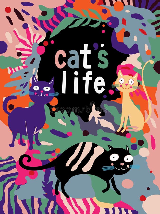 Cat s life poster stock vector. Illustration of suitable - 270751630
