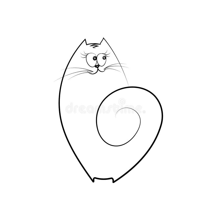 Funny Cute Emotional Cats. Linear Creative Drawing of a Pet. Strange ...