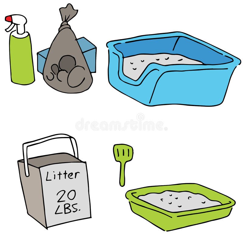 Cat Litter Objects ilustración del vector. Ilustración de mascota ...