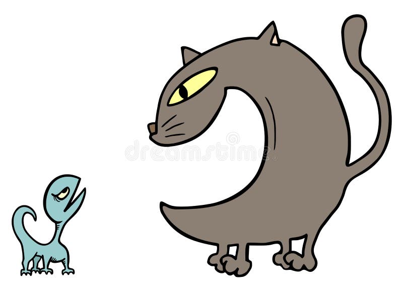 Cat and lizard stock vector. Illustration of lizard, drawing - 49893049