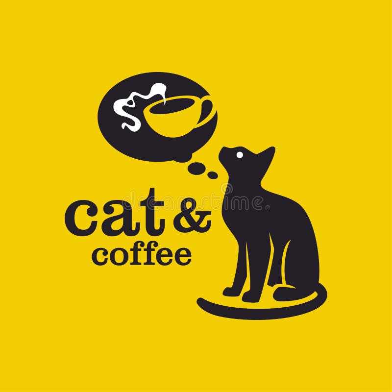 Cat Coffee Logo stock illustration. Illustration of adorable - 247779812