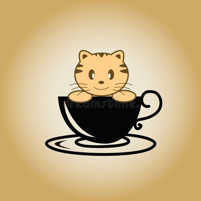 Cat logo coffee vector. stock vector. Illustration of easy - 66547708