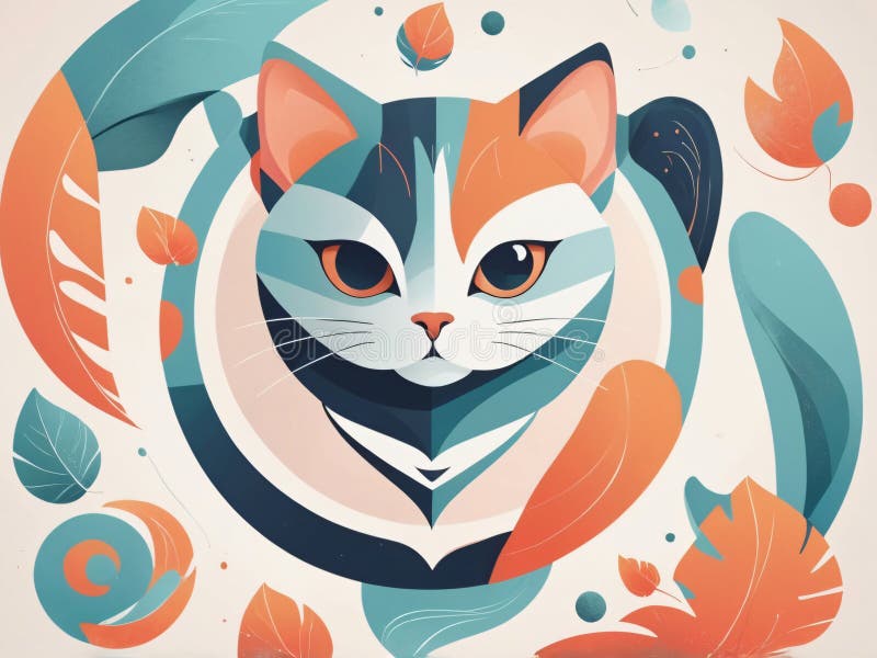 Cat Logo Design on a Background Copy Space Stock Image - Image of ...