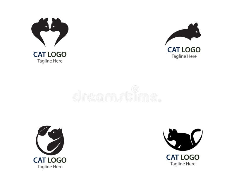Cat Logo Design Vector Template Stock Illustration - Illustration of ...