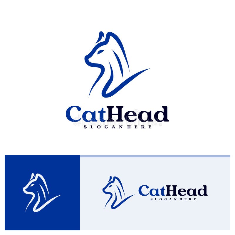 Cat Logo Vector Template, Creative Cat Head Logo Design Concepts Stock ...