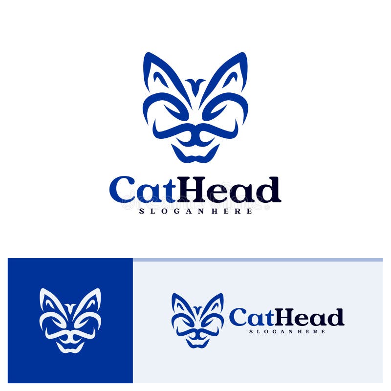 Cat Logo Vector Template, Creative Cat Head Logo Design Concepts Stock ...
