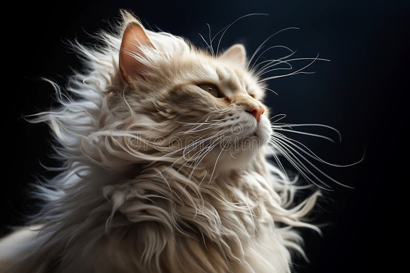 Cat with Long Fur Resisting a Strong Wind, Windy Weather Stock ...