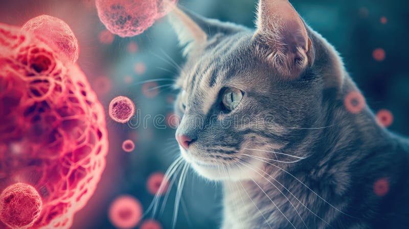 Cat Looking at a Big Bacterium Stock Photo - Image of nature, allergy ...