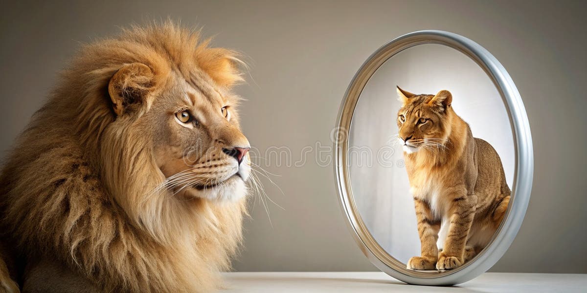 Cat Lion Mirror Stock Illustrations – 180 Cat Lion Mirror Stock ...