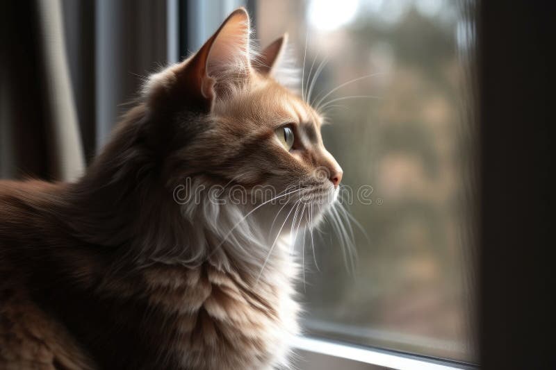 Cat, Looking Out of Window, Seeing Outside World for the First Time ...