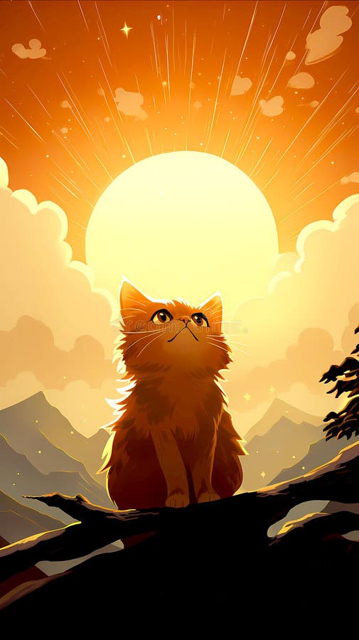 Cat looking the sky stock illustration. Illustration of poster - 288276053