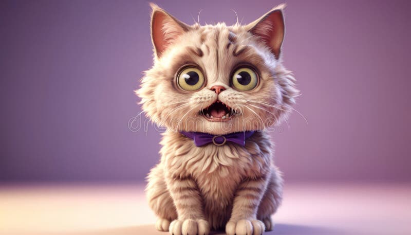 The Cat Looks with Big Eyes, is Surprised and Indignant, Meows. Cyclic ...