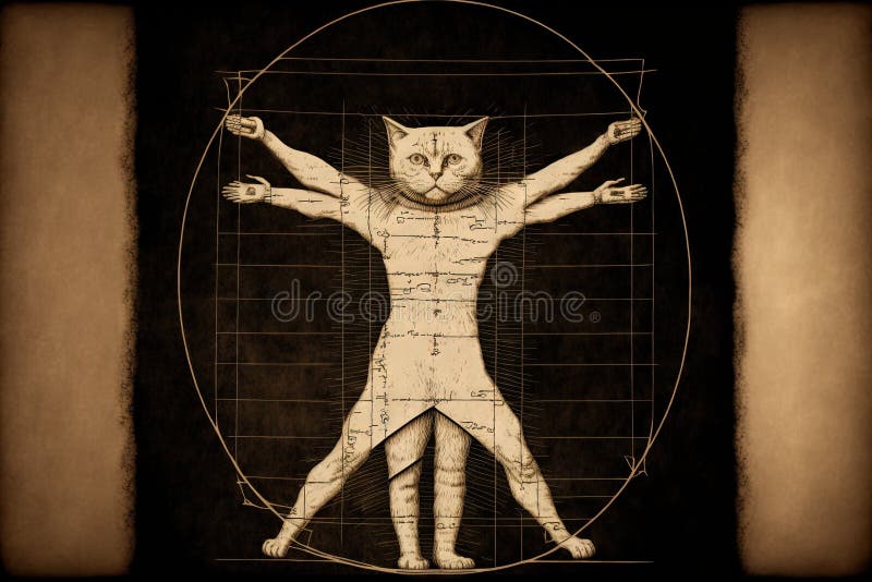 Cat Looks Like the Vitruvian Man Generative Ai Stock Illustration ...