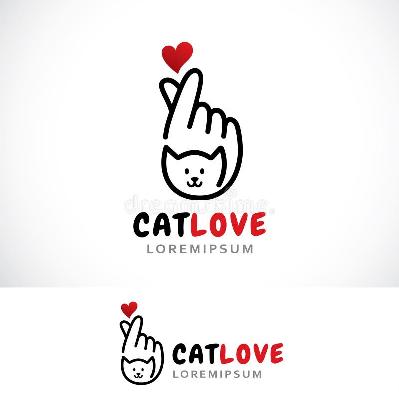 Cat Love Logo Design Template Stock Vector - Illustration of happy ...