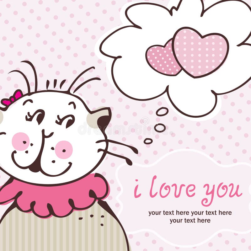 Cat in love on pink card stock vector. Illustration of romantic - 23537862