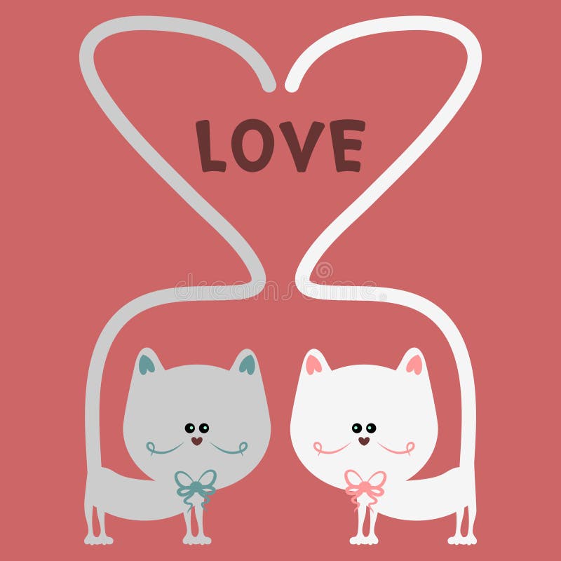 Cat love romantic card stock vector. Illustration of creative - 27674900