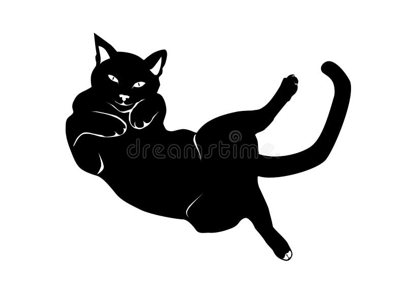 Cat lying on its back. stock vector. Illustration of kitty - 200801388
