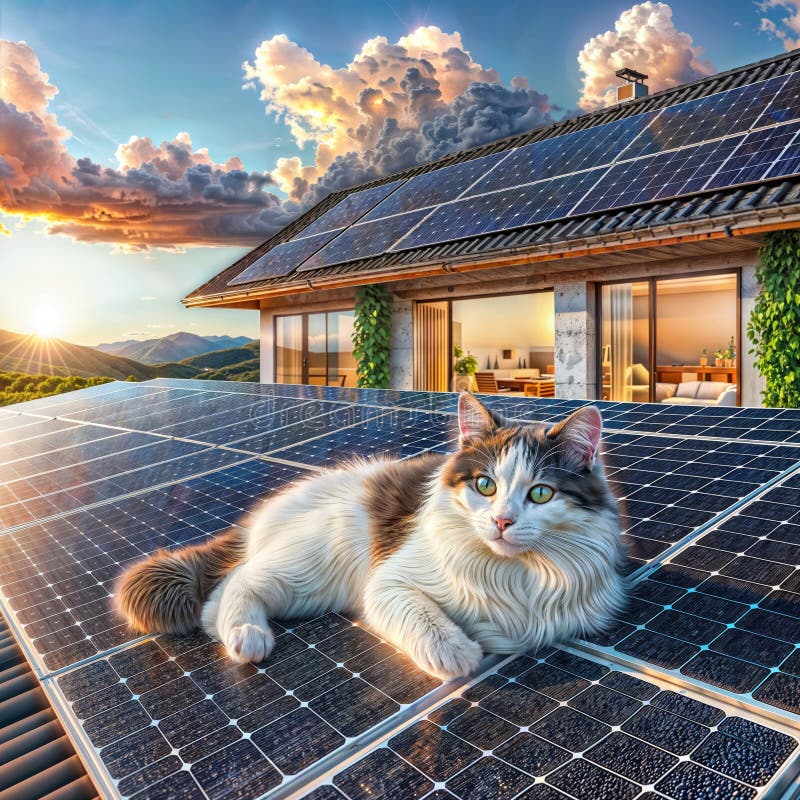 Cat King of the Solar Castle, Generative Ai Stock Illustration ...