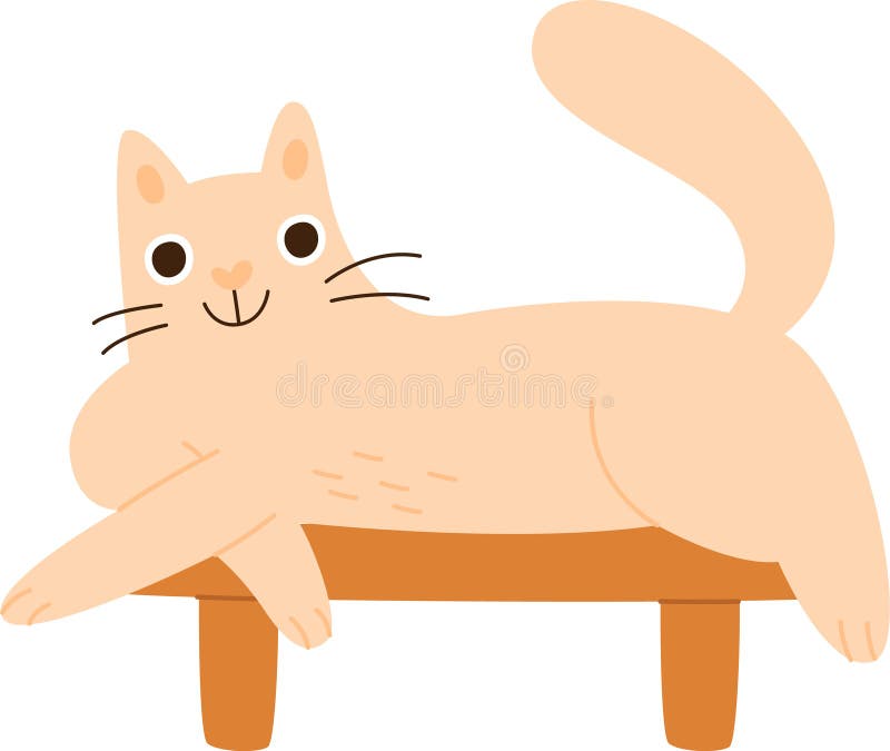 Cat Lying on Stool stock vector. Illustration of portrait - 305917762