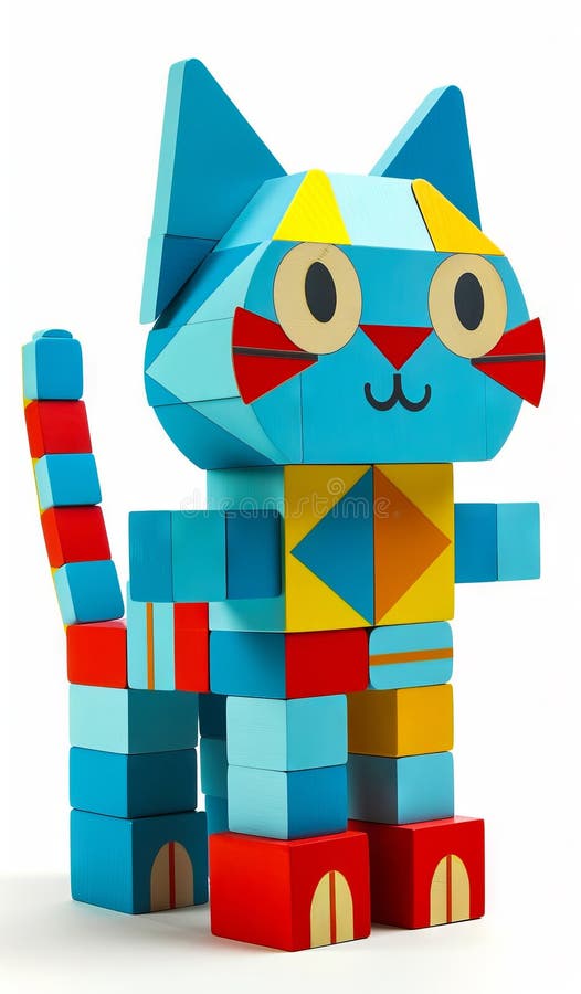 A Cat Made of Colorful Blocks Stock Photo - Image of cartoon, generated ...