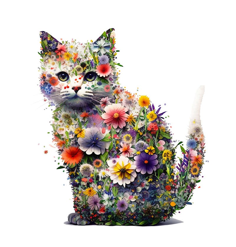 Cat Made Flowers Stock Illustrations – 228 Cat Made Flowers Stock ...