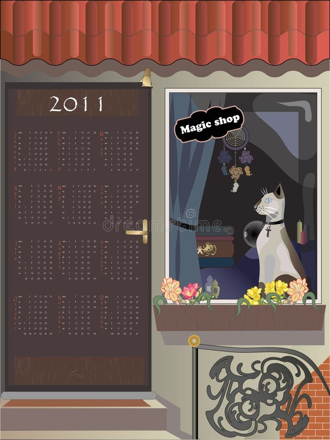 Cat Magic shop stock vector. Illustration of brick, siamese - 15450793