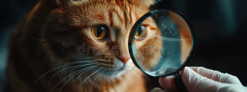 Cat and Magnifying Glass. Selective Focus Stock Image - Image of animal ...