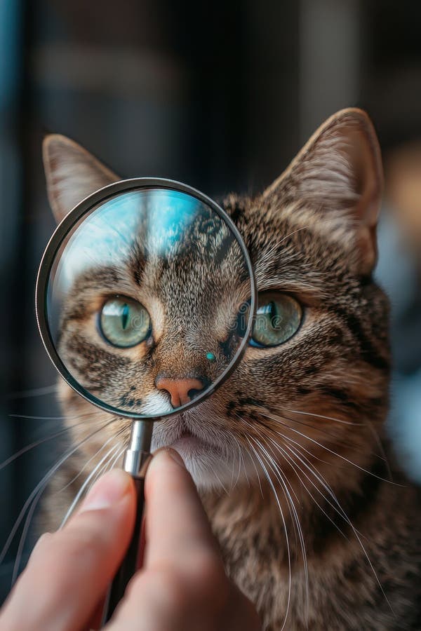 Cat and Magnifying Glass. Selective Focus Stock Image - Image of ...