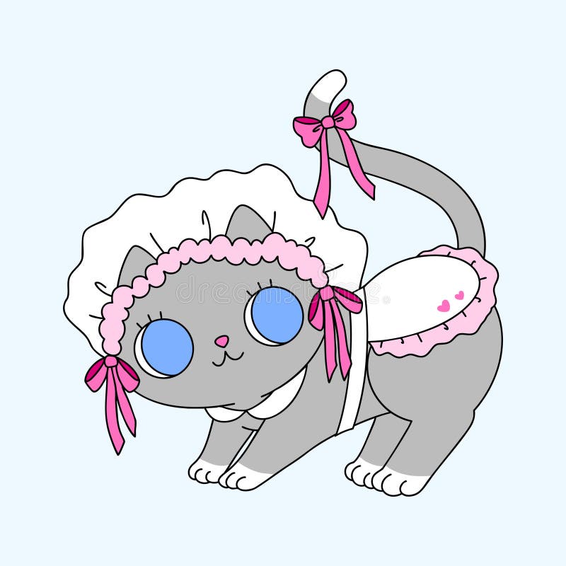 Cat Maid 01 stock vector. Illustration of home, flat - 345970595