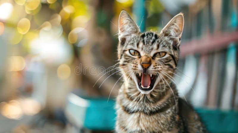 A cat making a silly face stock illustration. Illustration of playing ...