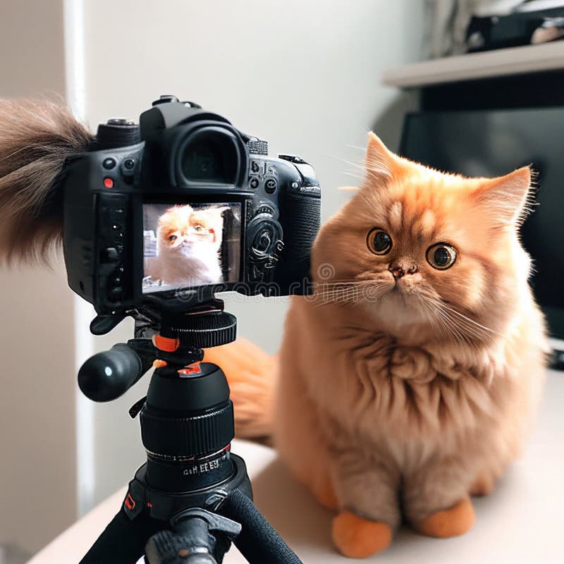 Cat Making Vlog Generative AI Stock Photo - Image of kitten, cool ...