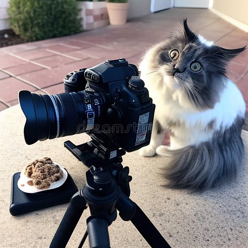Cat Making Vlog Generative AI Stock Photo - Image of head, summertime ...