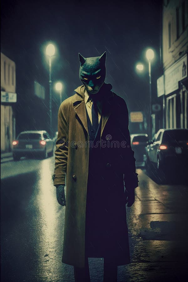 Cat Man in Dark Night Genarate by Artificial Intelligence Stock ...