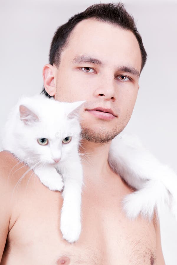 Cat master stock photo. Image of caucasian, smile, handsome - 10857094