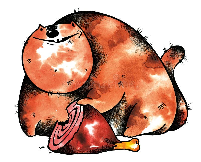 Cat and meat stock illustration. Illustration of nourishing - 1558026