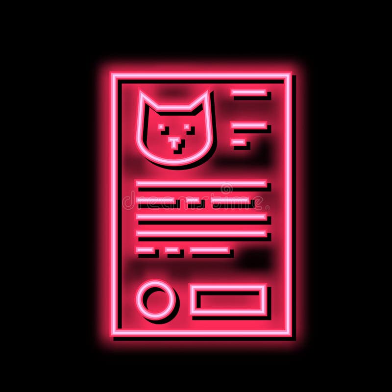 Cat Medical Document Neon Glow Icon Illustration Stock Vector ...