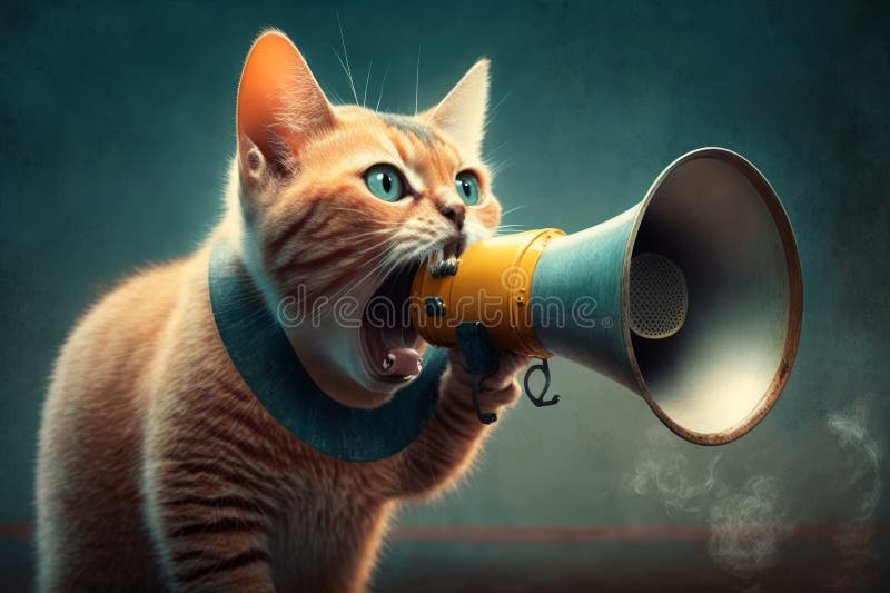 Cat with Megaphone in Its Mouth. Generative AI Stock Illustration ...