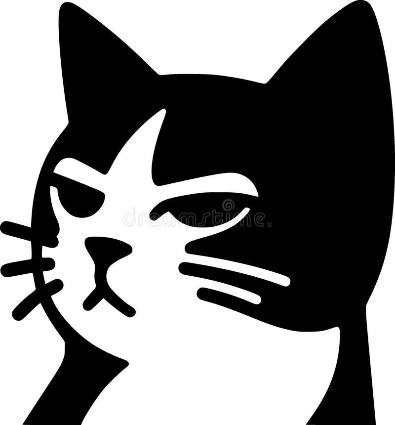 Cat Meme Giving Side Eye with Sass, Black Vector Meme Silhouette, Bold ...