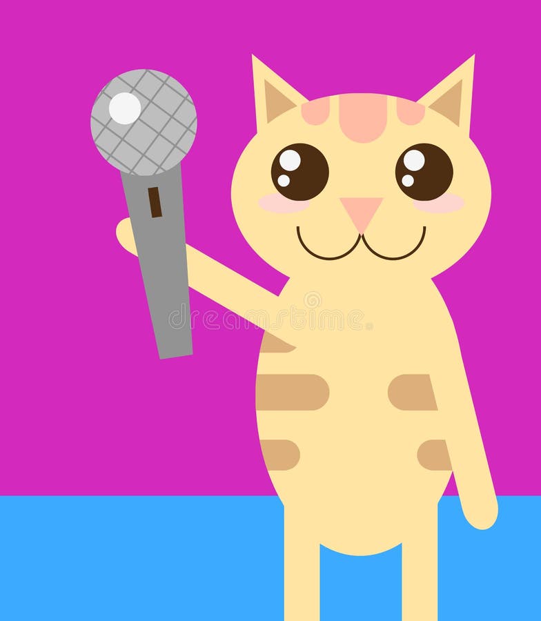Cat with microphone stock vector. Illustration of music - 34955241