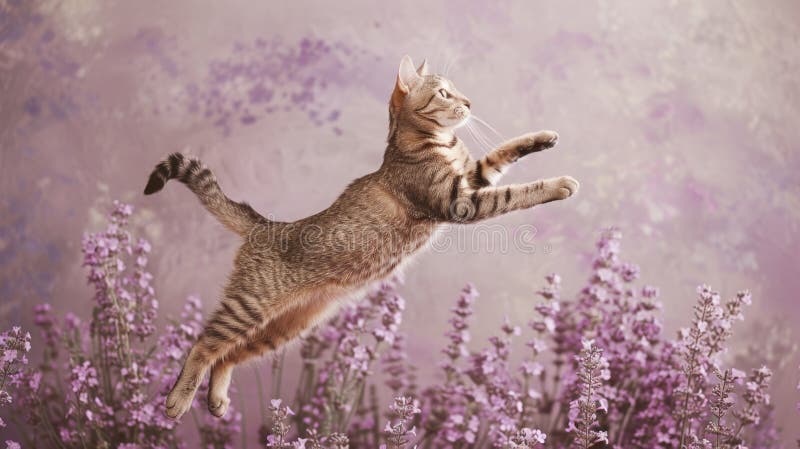 A Cat in Mid-air As it Jumps or Leaps, Suitable for Use in ...