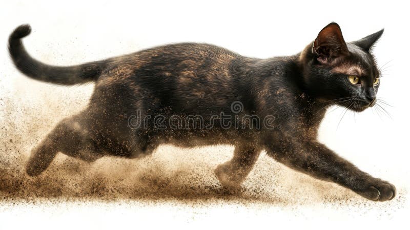 A Cat in Mid-air Jump is Shown in an Exploded View with a White ...