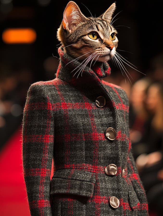 Cat model on the runway. stock illustration. Illustration of fashion ...