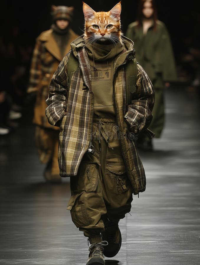 Cat model on the runway. stock illustration. Illustration of fashion ...