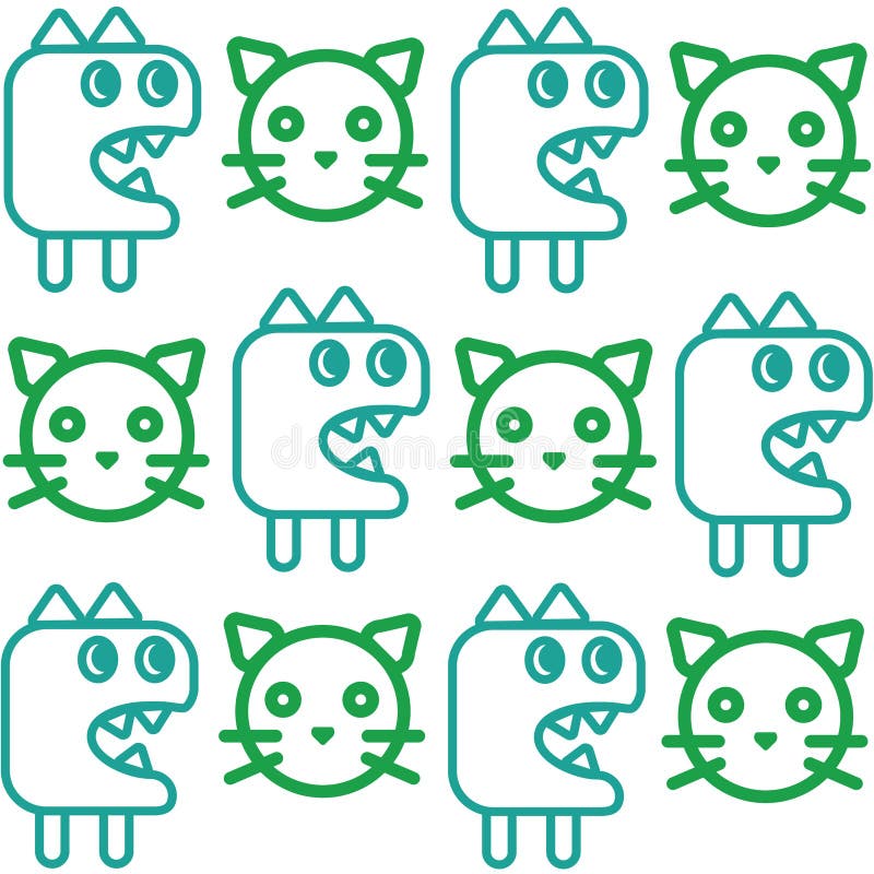 Cat and Monster Background. Vector Illustration Decorative Background ...