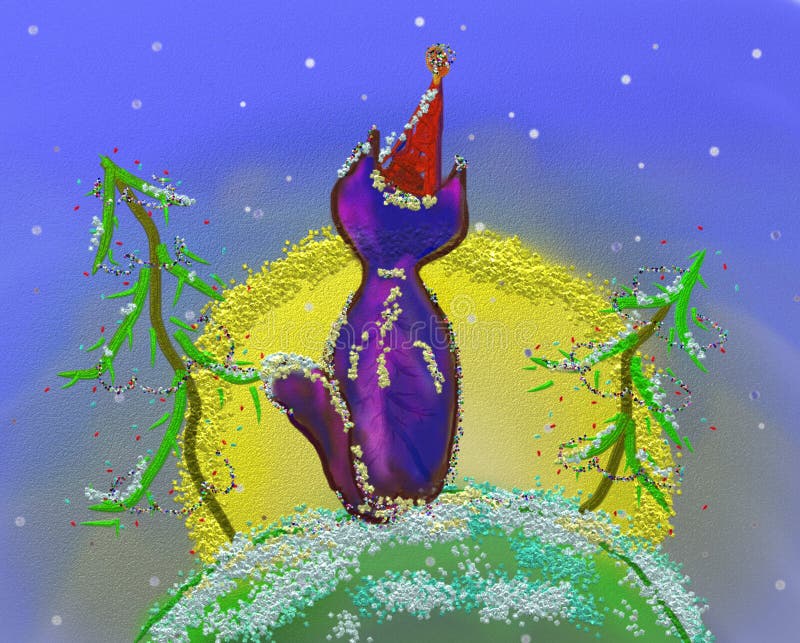 Cat and moon stock illustration. Illustration of gentle - 22205283