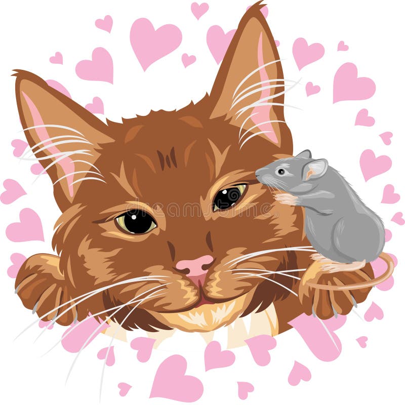 Cat and Mouse are Best Friends Stock Vector - Illustration of hunting ...