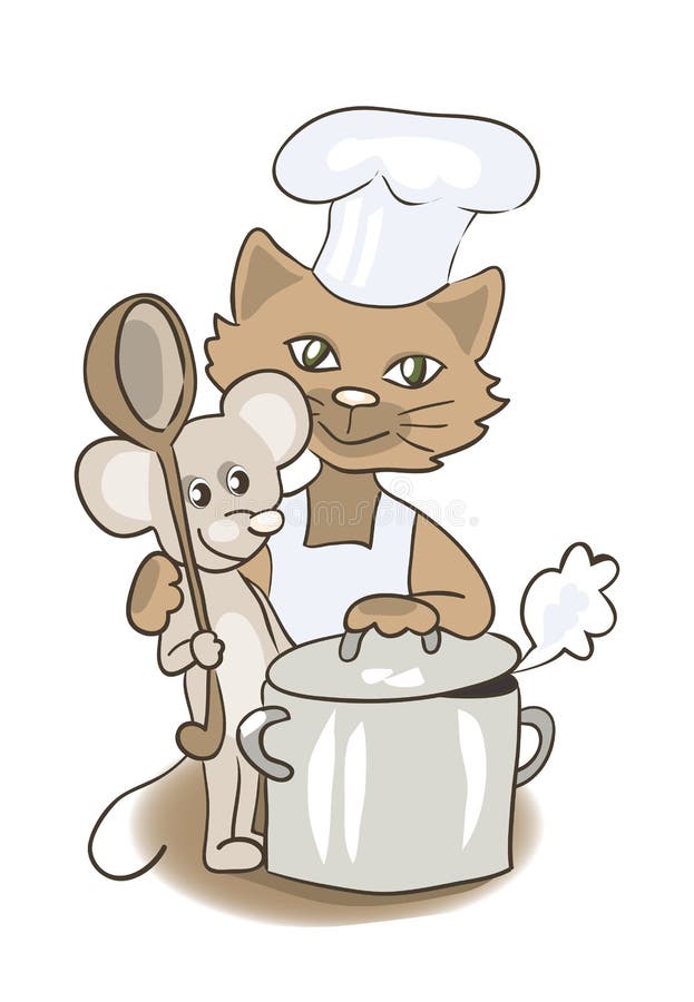 Cat and mouse cooking stock vector. Illustration of cooking - 213077605