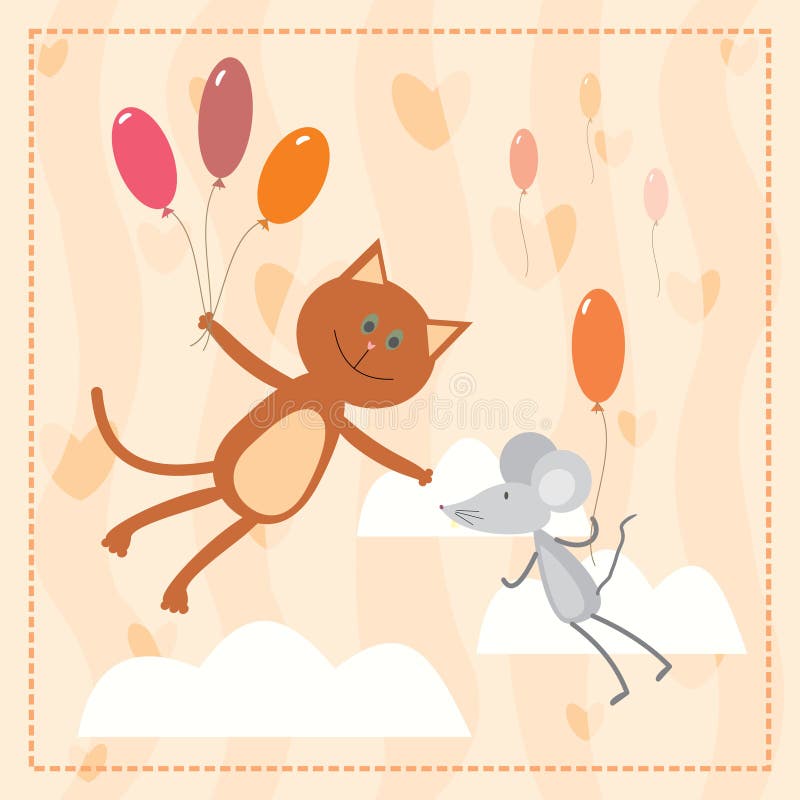 Cat Mouse Flying Balloons Stock Illustrations – 5 Cat Mouse Flying ...