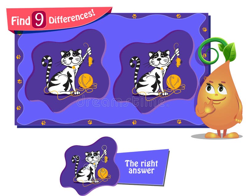 Cat Game Find Difference Stock Illustrations – 177 Cat Game Find ...